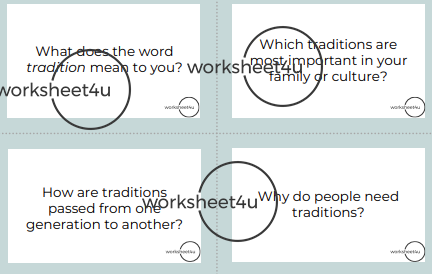 Conversation Questions – Tradition and Change – worksheet4u